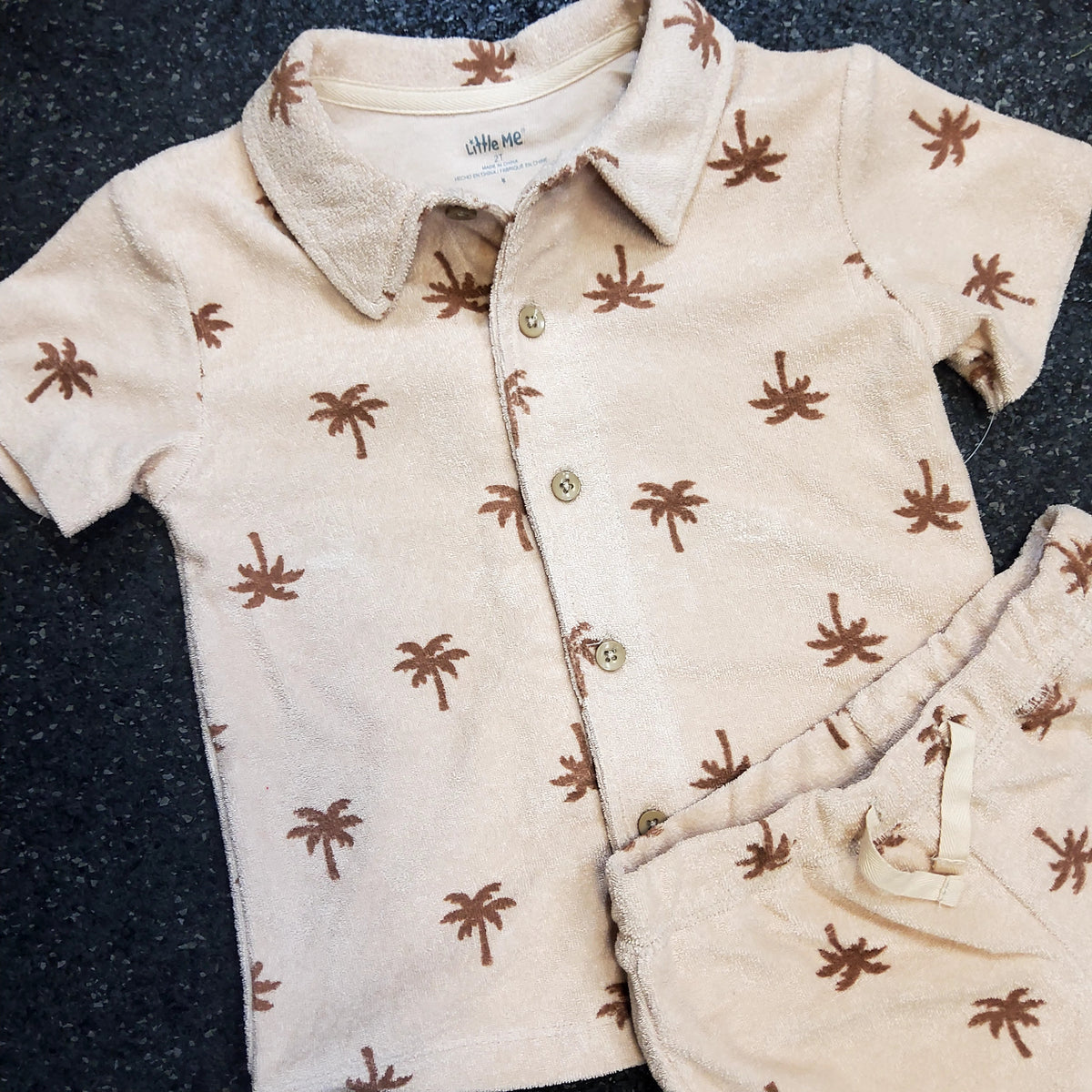 TAN TROPICAL 2pc. TERRY SHORT SET – Deb & Co. Boutique