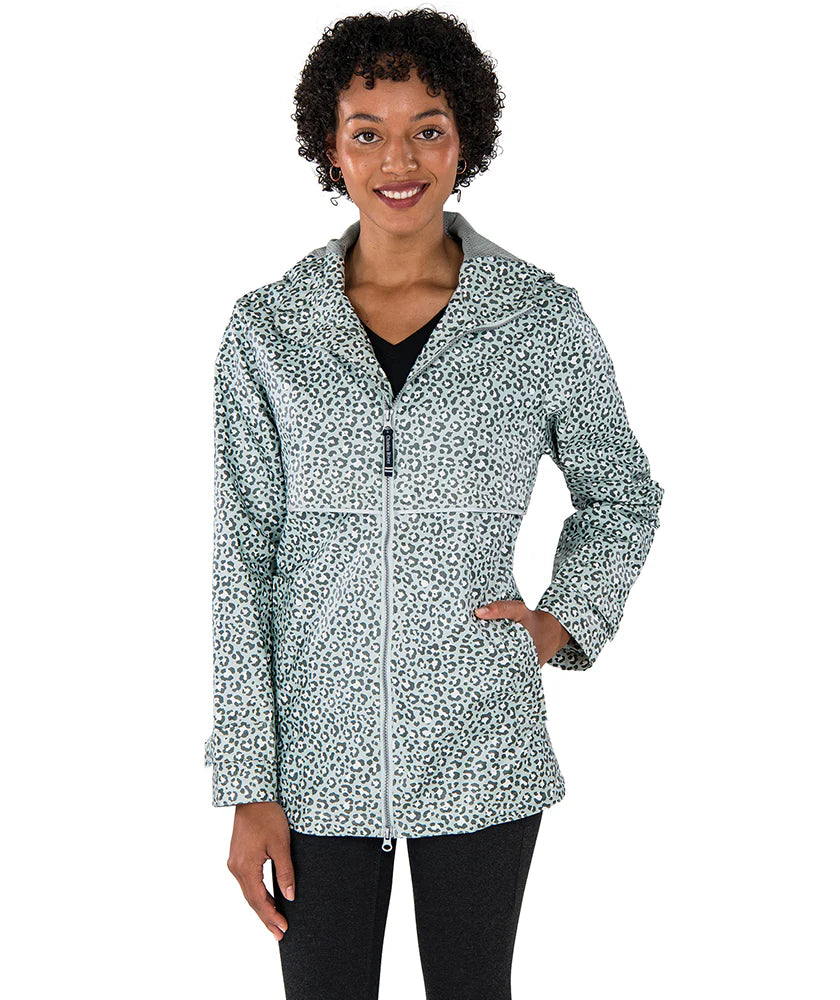 NEW ENGLAND RAIN JACKET - GREY SNOW LEOPARD – Deb & Co. Boutique
