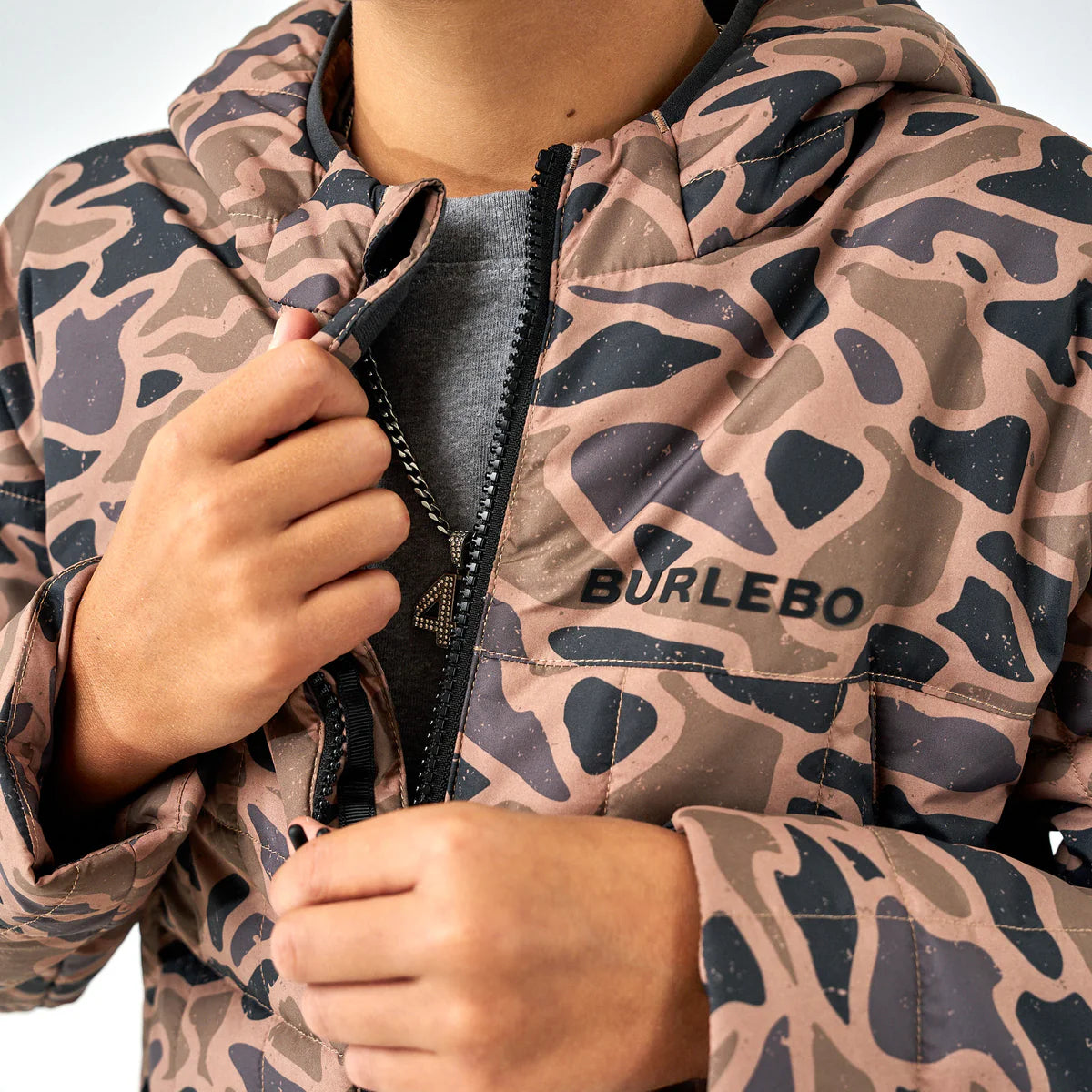 BURLEBO YOUTH PUFFER JACKET - GAUGE CAMO – Deb & Co. Boutique